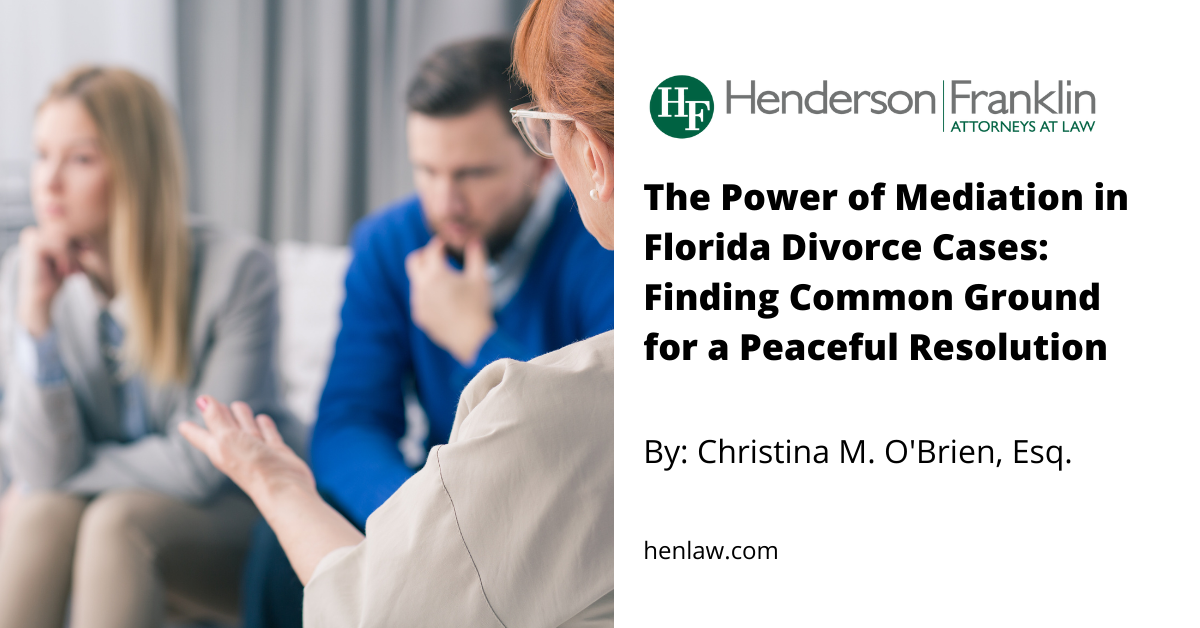Benefits of Mediation in a Florida Divorce