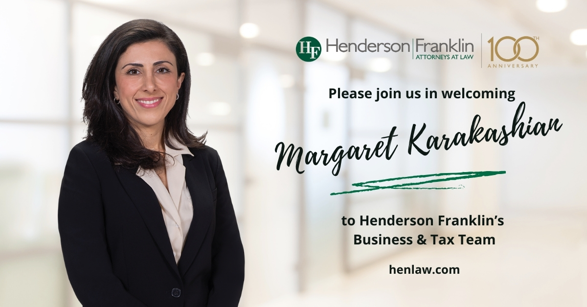 Henderson Franklin Welcomes Margaret Karakashian to Business & Tax ...