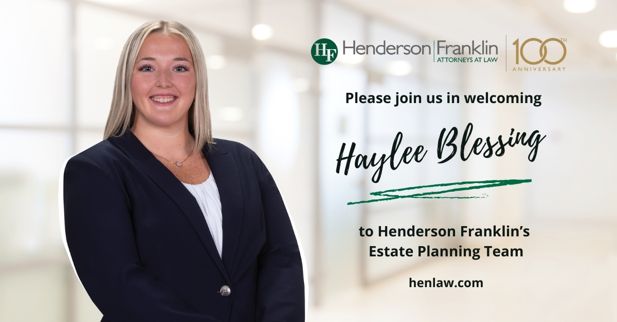 Stetson Law Graduate Haylee Blessing Joins Henderson Franklin’s Trust ...