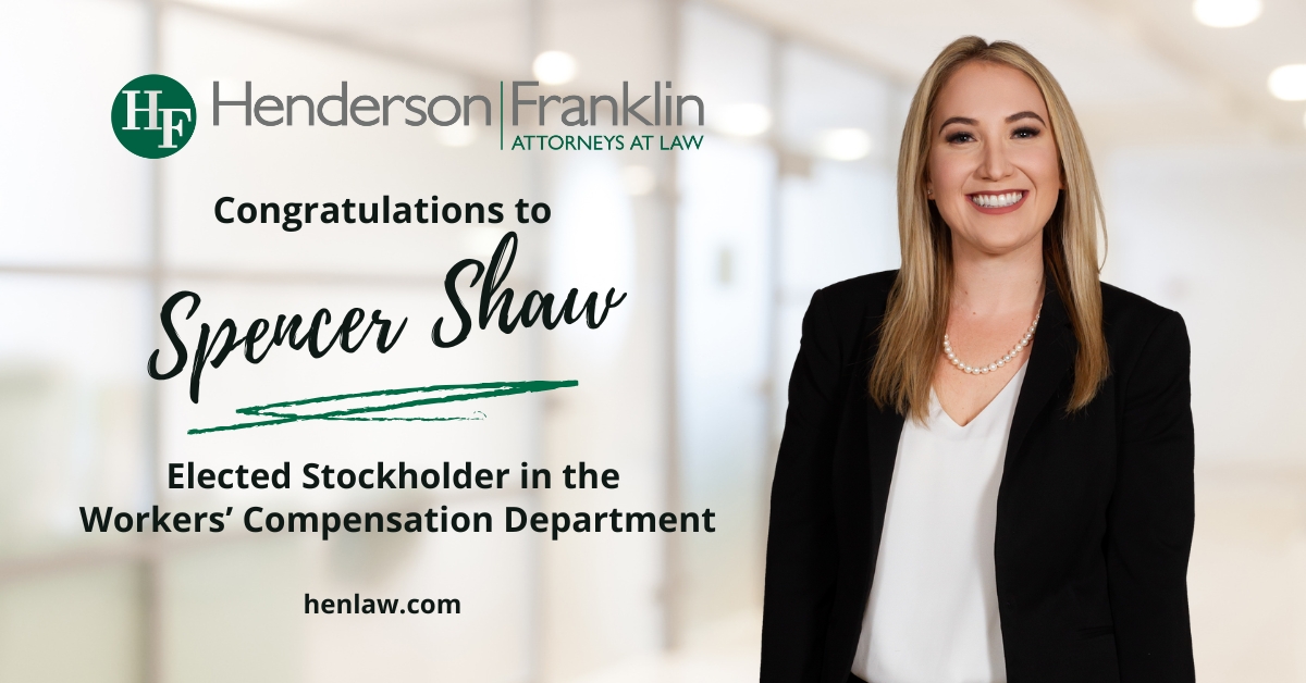 Henderson Franklin Elects Spencer Shaw as Stockholder